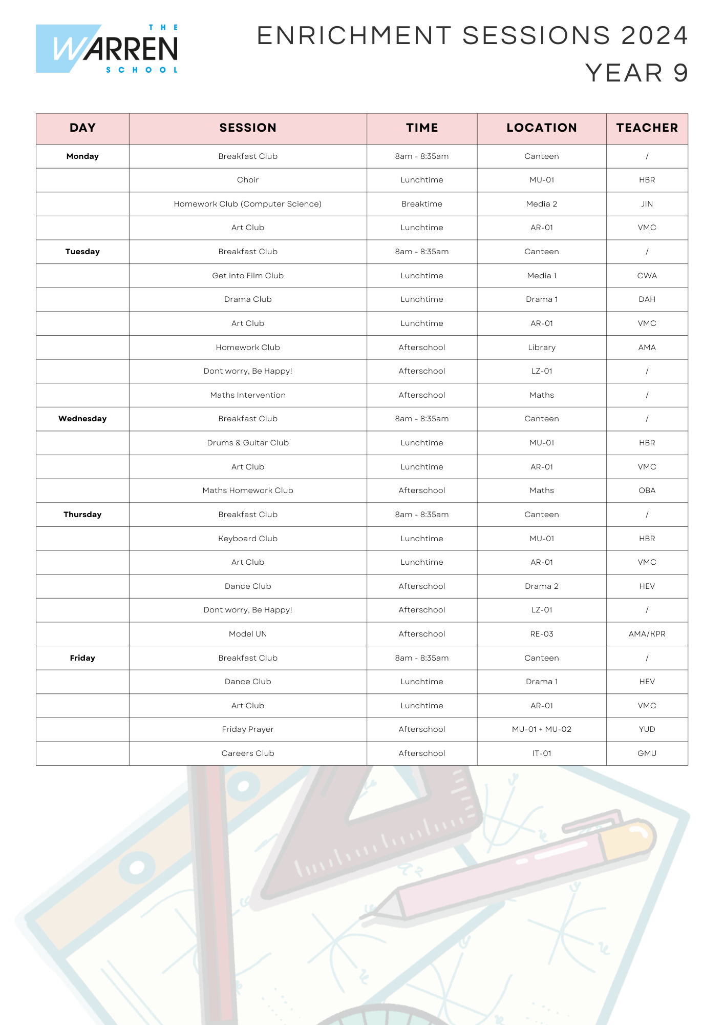 Year 9 - The Warren School